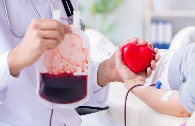 Patient Getting Blood Transfusion in Hospital Clinic Stock Photo ...