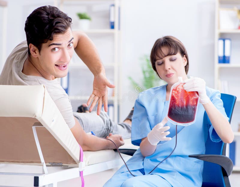 The Patient Getting Blood Transfusion in Hospital Clinic Stock Image ...