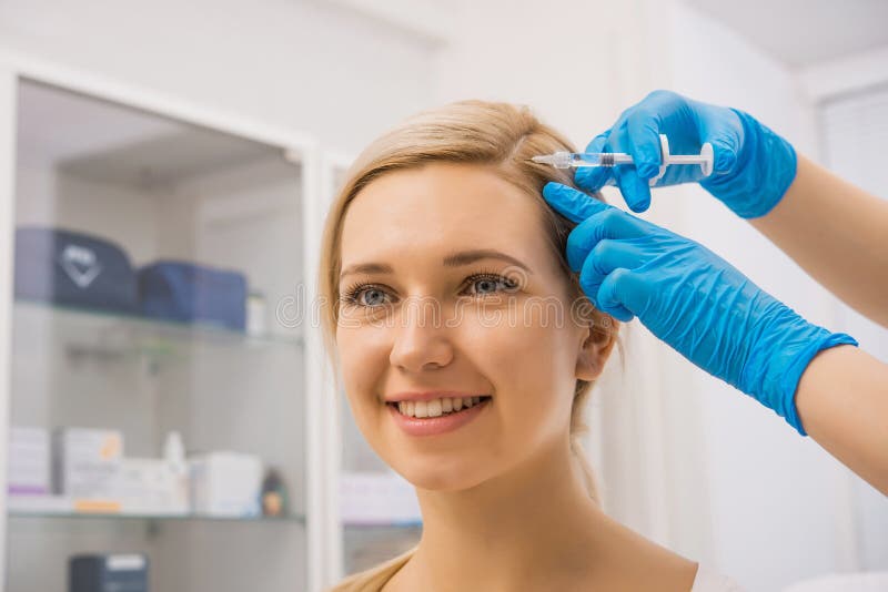 Patient Getting Head Injections Stock Image - Image of bald, inject ...