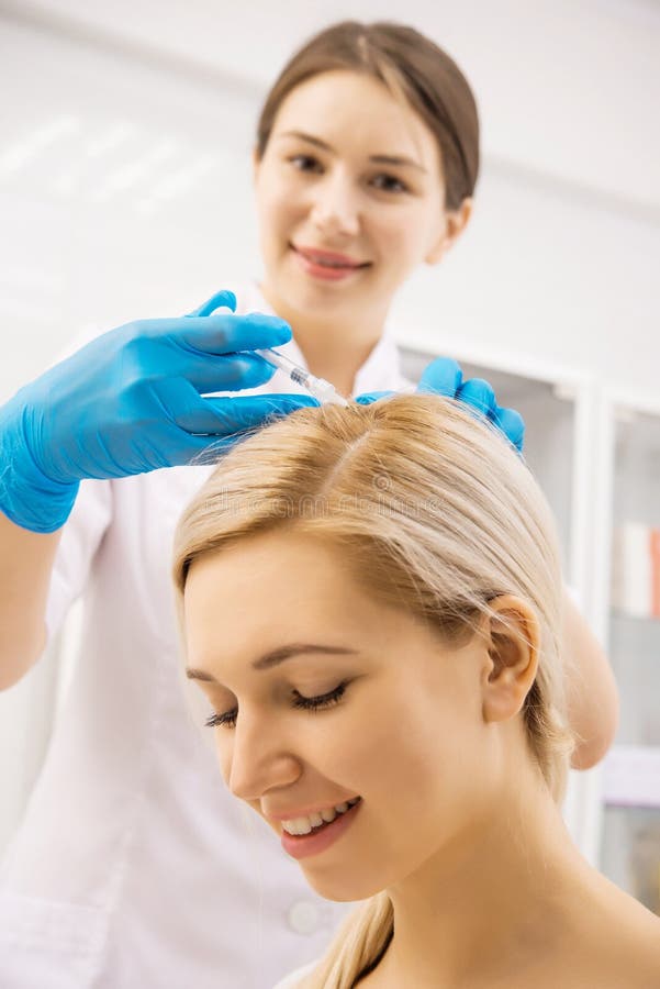 Patient Getting Head Injections Stock Image - Image of bald, inject ...