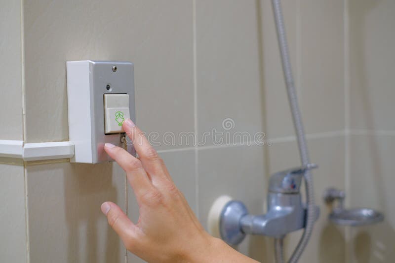 Patient Hand Pressing the Emergency Call Button in the Bathroom ...