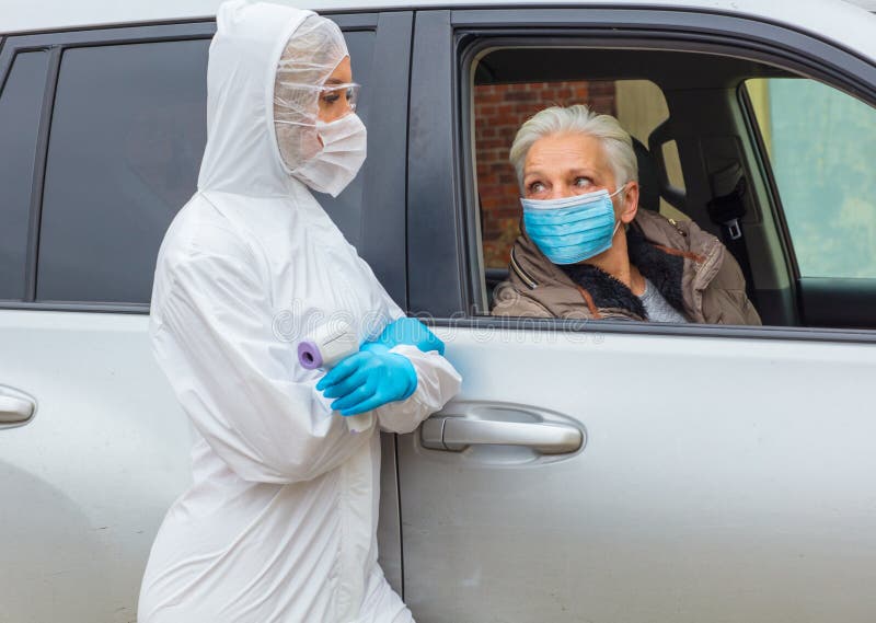 Patient Having a Conversation with a Doctor in Drive-thru Stock Image ...