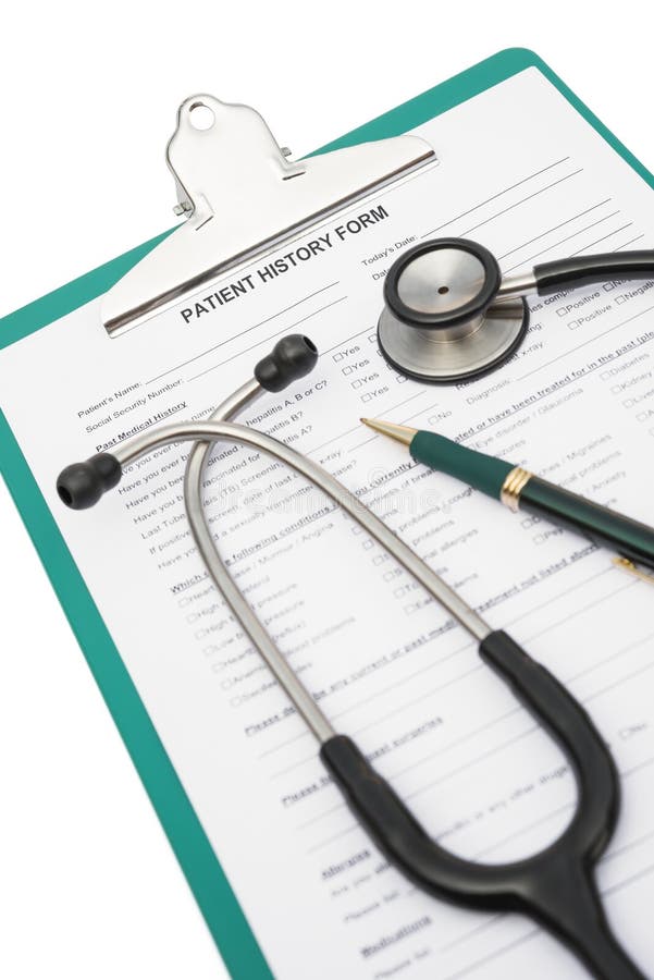 Patient History Form and Stethoscope with Clipping Path, Medical Stock ...