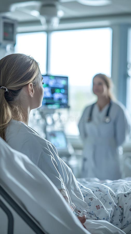 A Patient is in a Hospital Bed Receiving Care Stock Image - Image of ...