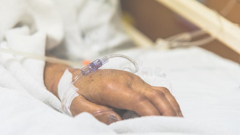 Patient in the Hospital with Saline Intravenous Stock Image - Image of ...