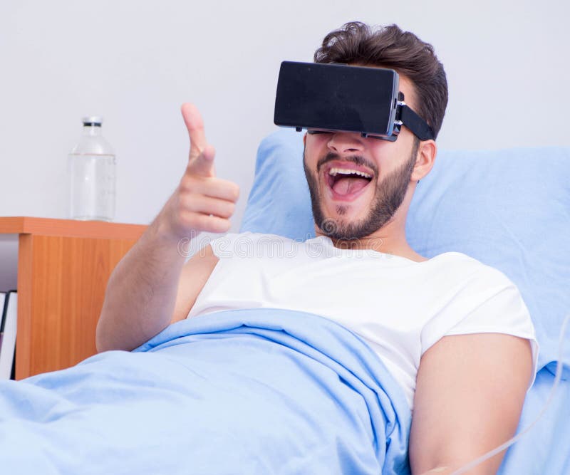 Patient in the Hospital with VR Glasses Headset Stock Image - Image of ...