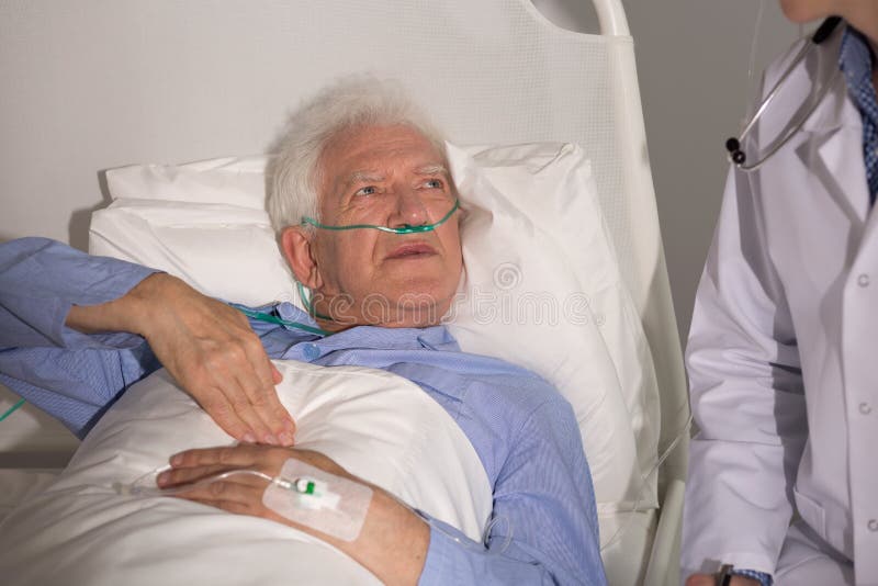 Elderly Man with Lung Cancer Stock Photo - Image of patient, serious ...