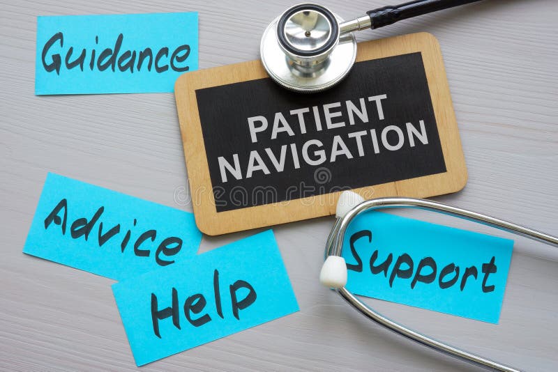 Patient Navigation Plate, Stickers with Words and Stethoscope. Stock ...