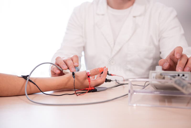 Patient Nerves Testing Using Electromyography at Medical Center Stock ...