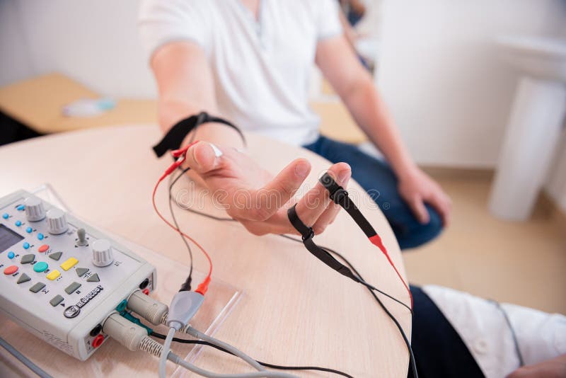 Patient Nerves Testing Using Electromyography at Medical Center Stock ...
