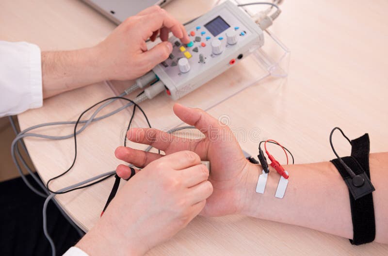 Patient Nerves Testing Using Electromyography at Medical Center Stock ...