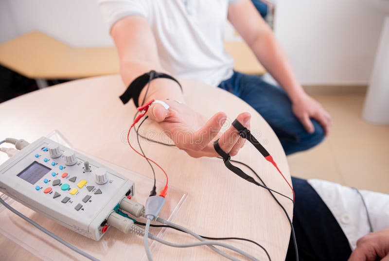 Patient Nerves Testing Using Electromyography at Medical Center Stock ...