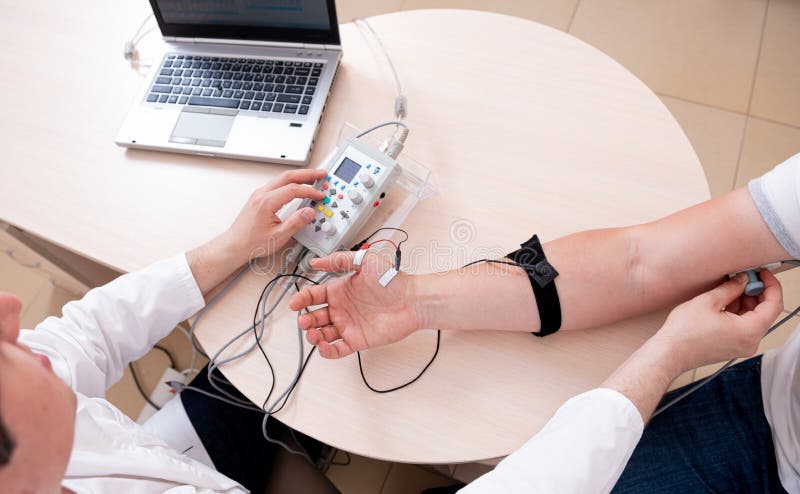 Patient Nerves Testing Using Electromyography at Medical Center Stock ...