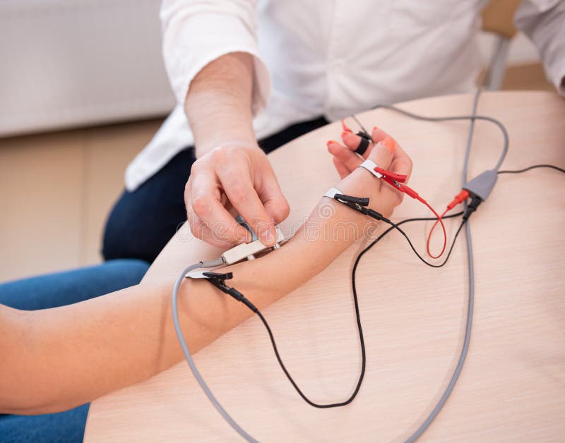 Patient Nerves Testing Using Electromyography at Medical Center Stock ...