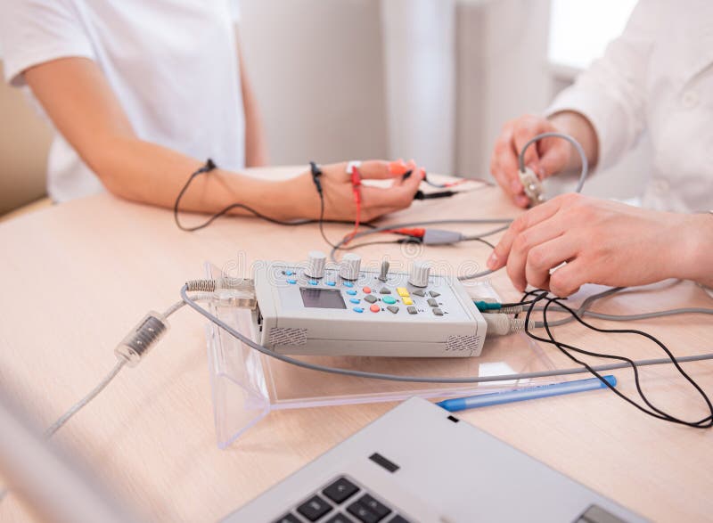 Patient Nerves Testing Using Electromyography at Medical Center Stock ...