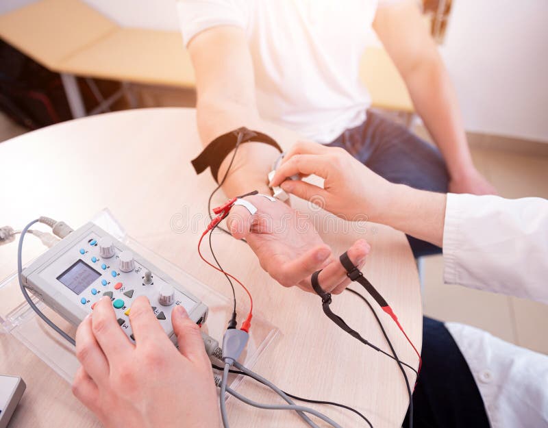 Patient Nerves Testing Using Electromyography at Medical Center Stock ...