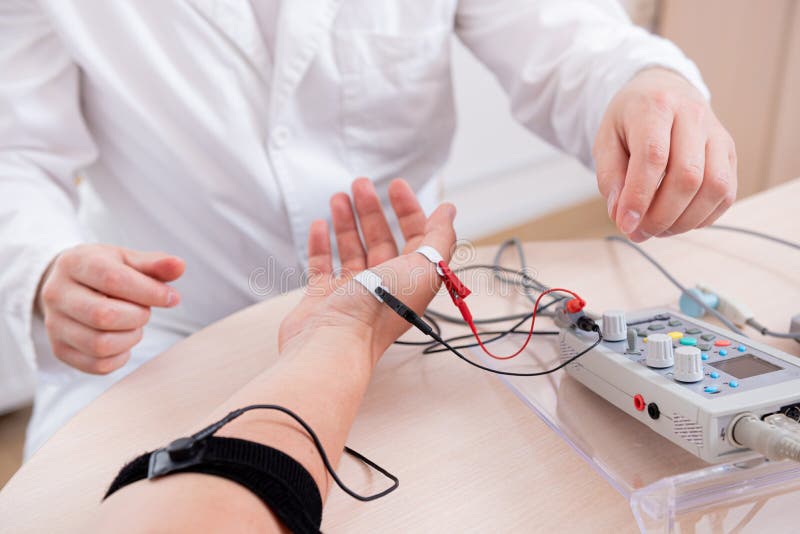 Patient Nerves Testing Using Electromyography at Medical Center Stock ...