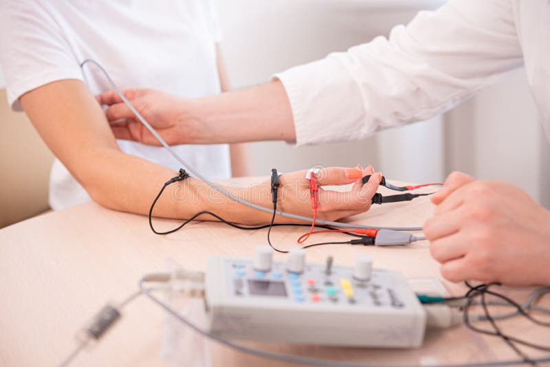 Patient Nerves Testing Using Electromyography at Medical Center Stock ...