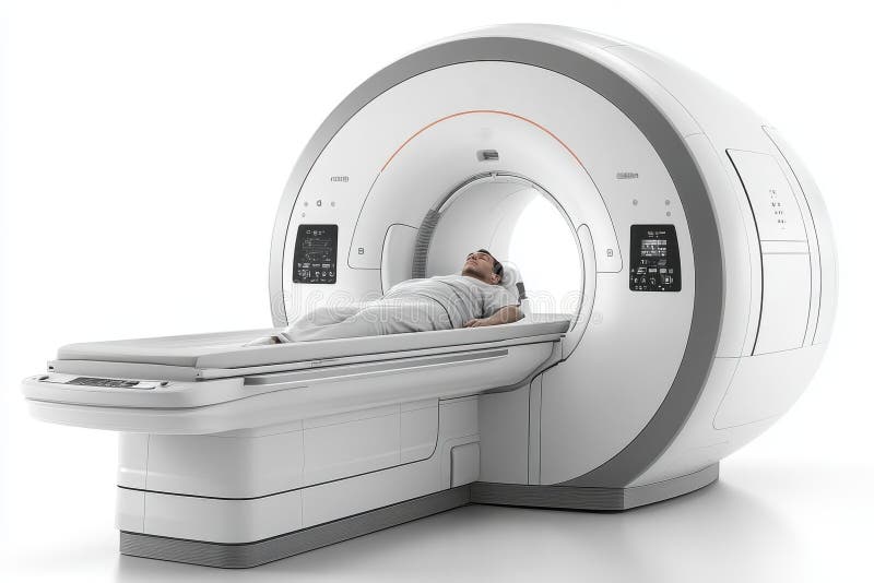 MRI Machine with Patient Lying Down in a Healthcare Facility ...