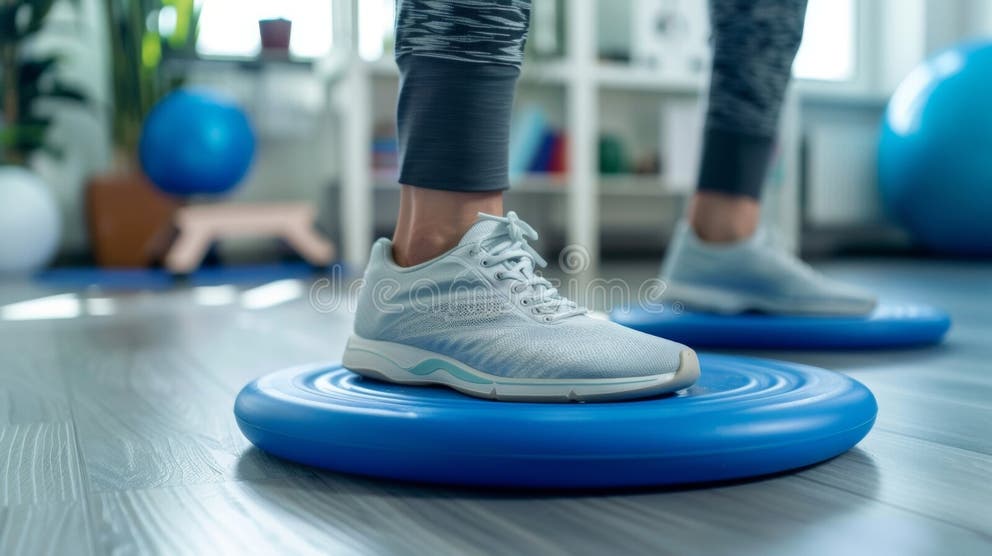 A Patient is Practicing Balance and Coordination Exercises while ...
