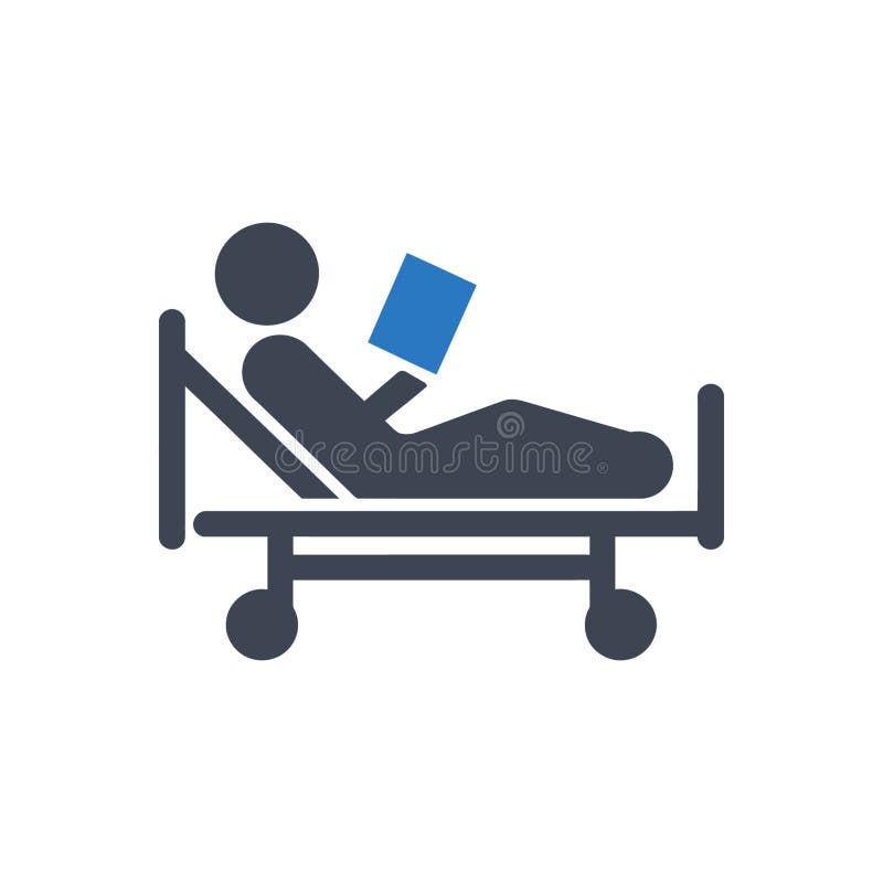 Patient Resting with Book Icon Stock Illustration - Illustration of ...