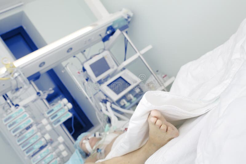 Patient in Serious Condition in Intensive Care Stock Photo - Image of ...