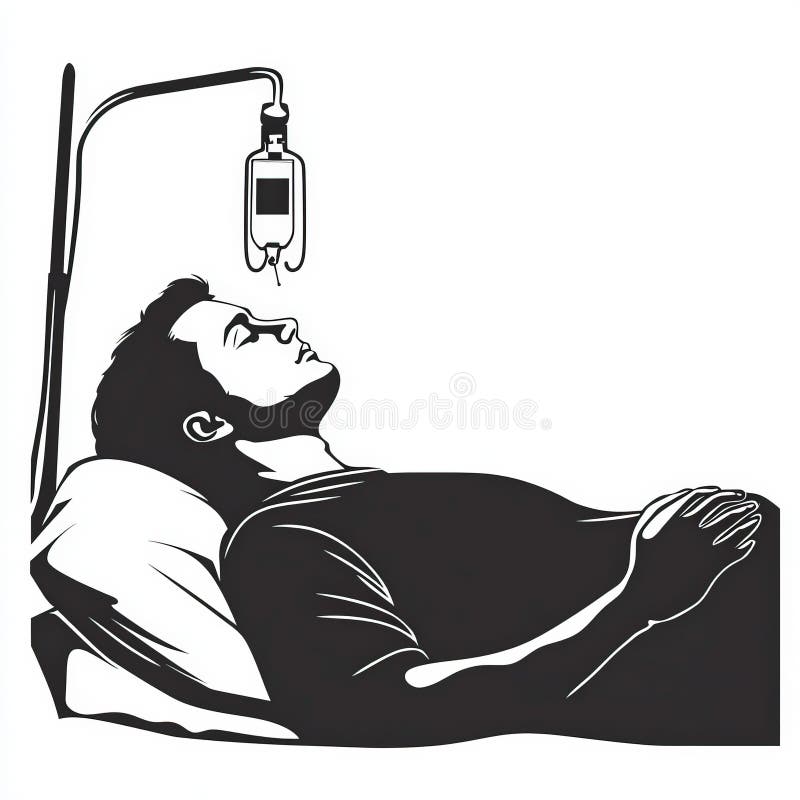 Patient Silhouette , Black and White Illustration Isolated on White ...