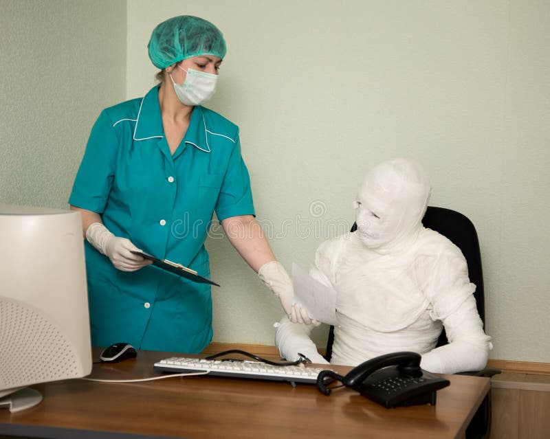 Patient Similar To a Mummy and the Doctor Stock Image - Image of boss ...