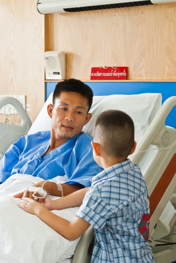 A Patient and Son with Saline Intravenous (iv) Stock Image - Image of ...