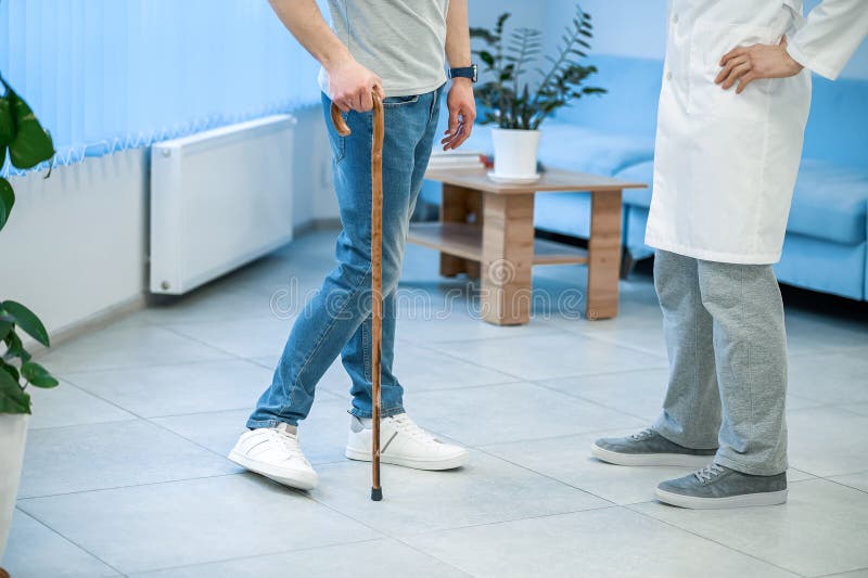 Patient with a Stick Walking To the Doctor Stock Photo - Image of ...