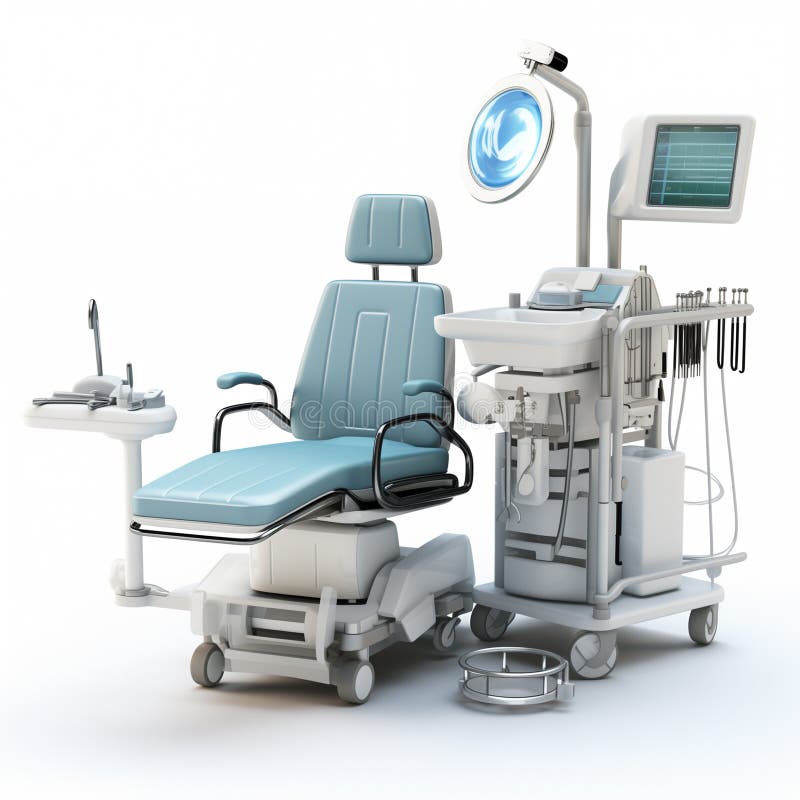 Patient Table, Dental Table on White Background Stock Illustration ...