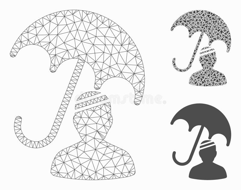 Patient Umbrella Protection Vector Mesh Wire Frame Model and Triangle ...