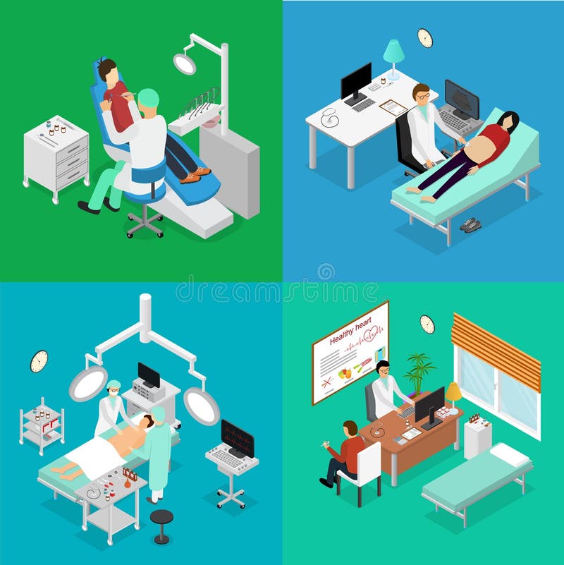 Patient Und Doktor Appointment Isometric View Vektor Vektor Abbildung ...