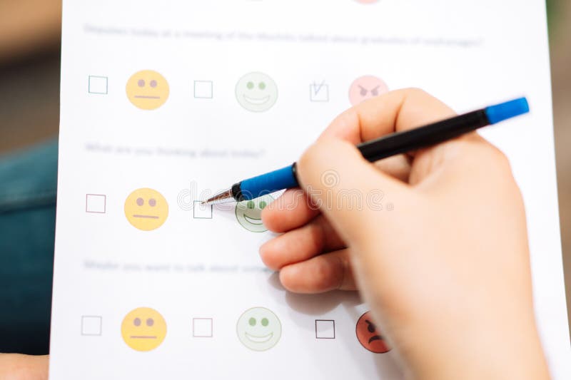 Patient Undergoing Psychological Test with Emoticons Stock Photo ...
