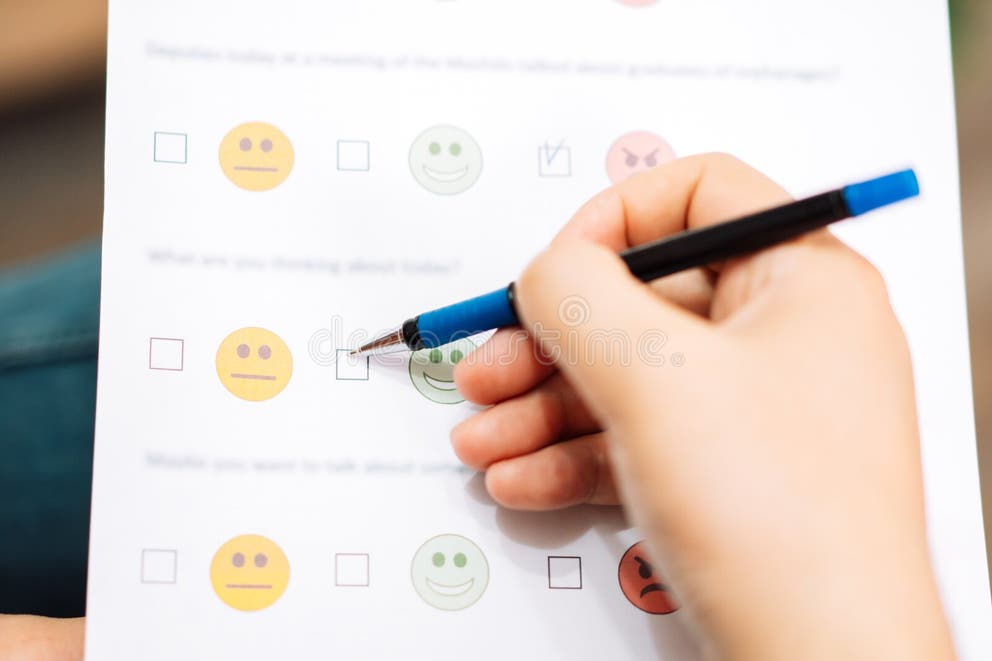 Patient Undergoing Psychological Test with Emoticons Stock Photo ...