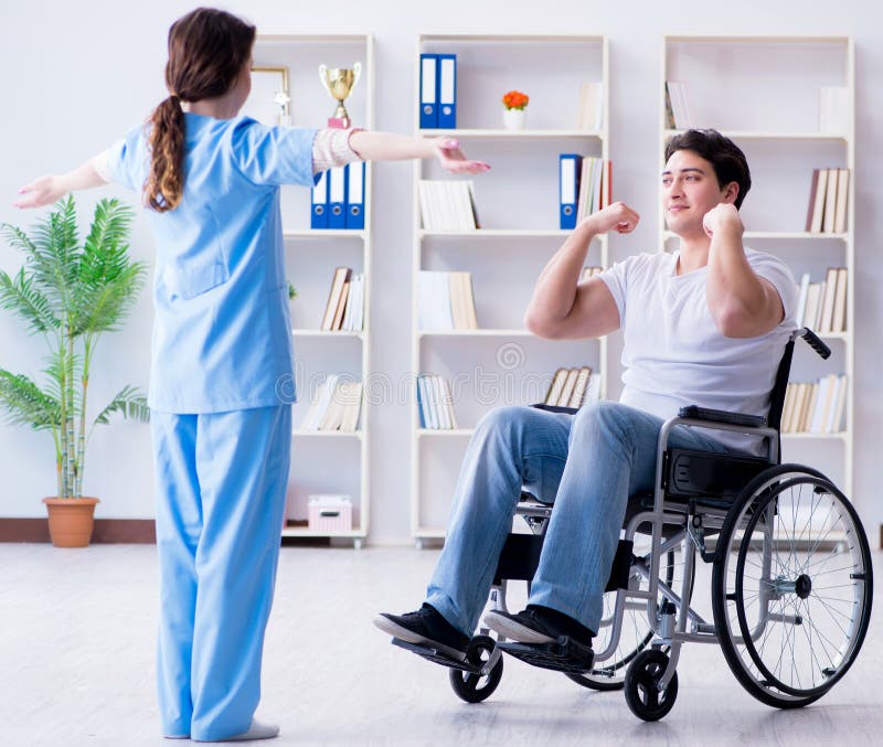 Patient Undergoing Rehabilitation Recovery Programme with Doctor Stock ...