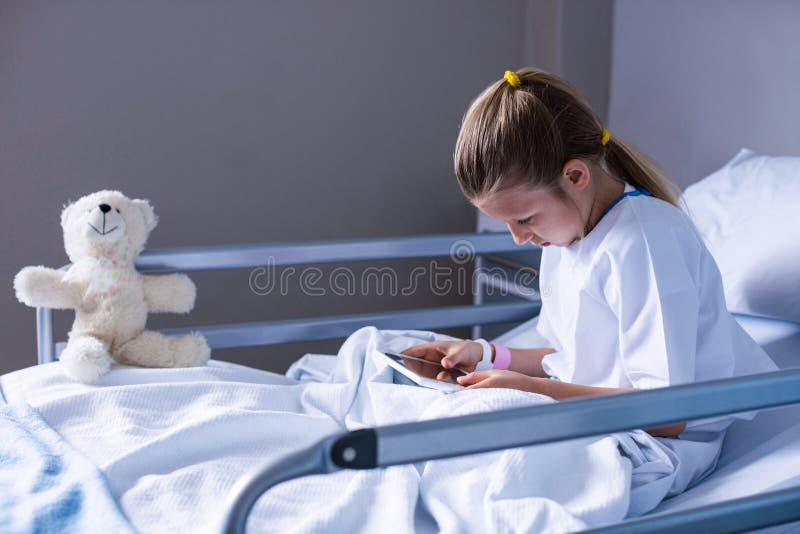 Patient Using Digital Tablet in Ward Stock Image - Image of clinic ...