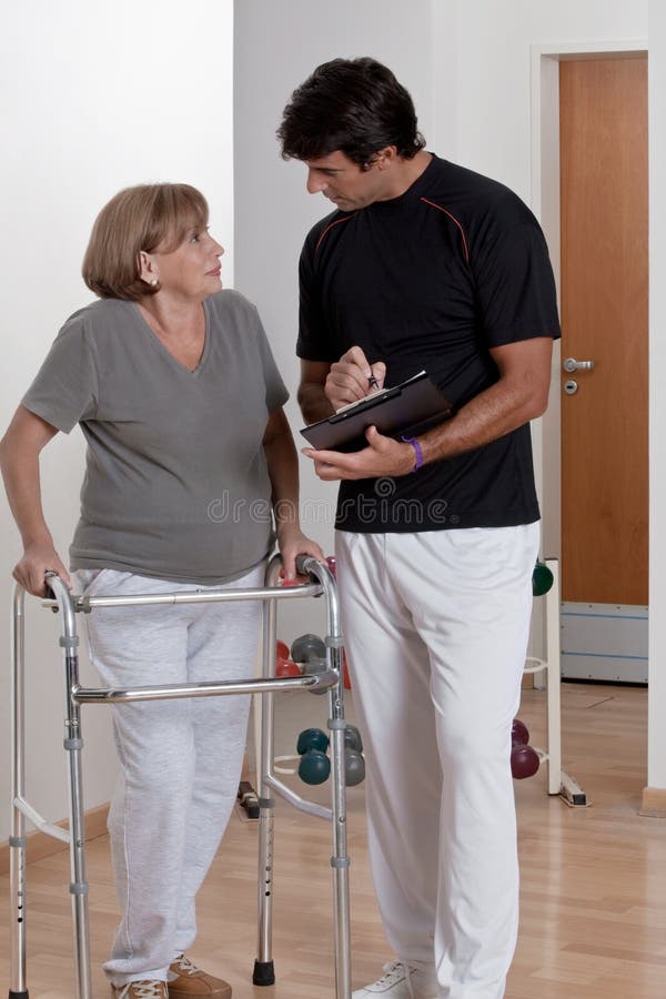 Patient with Walker and Physician Stock Image - Image of medicine ...