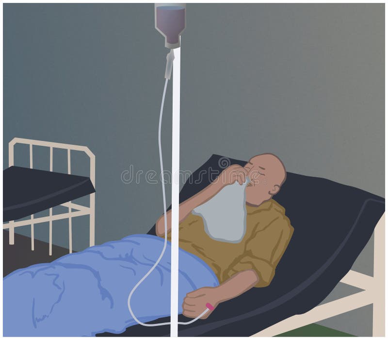 A Patient in a Ward in a Poor Hospital. Vector Illustration. Stock ...