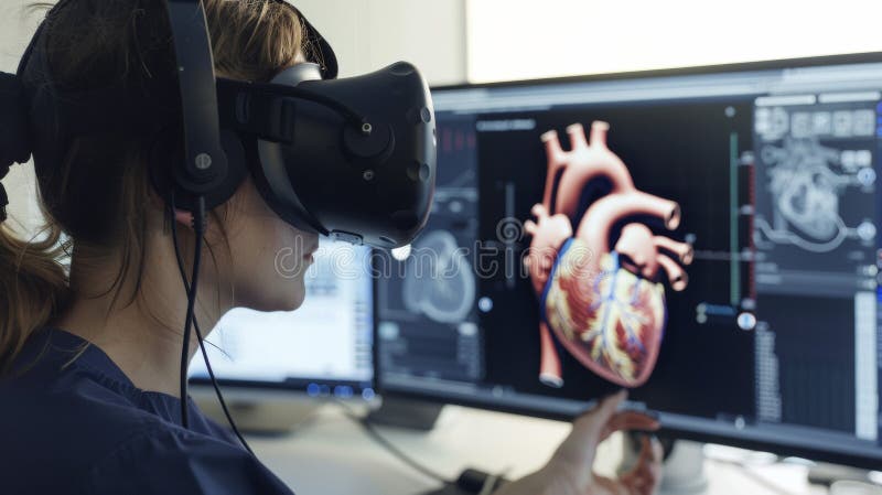 A Patient Wearing a Headset Fully Immersed in an Interactive 3D Heart ...