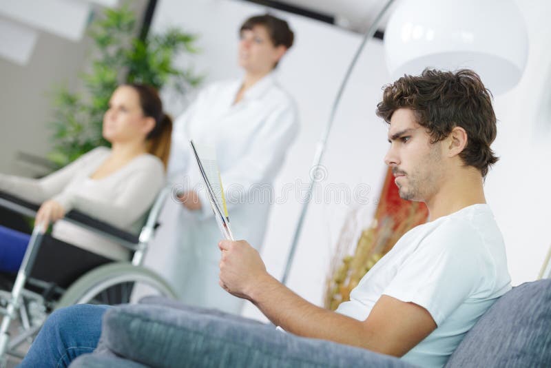 Patients in Doctors Waiting Room Stock Image - Image of eighties ...