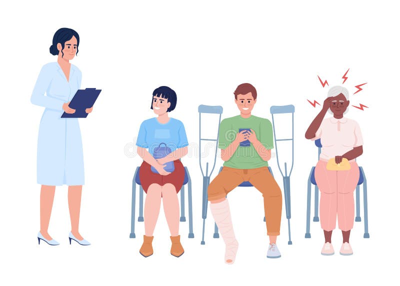 Patients Waiting in Reception Room Semi Flat Color Vector Characters ... Patients Waiting in Reception Room Semi Flat Color Vector Characters ...