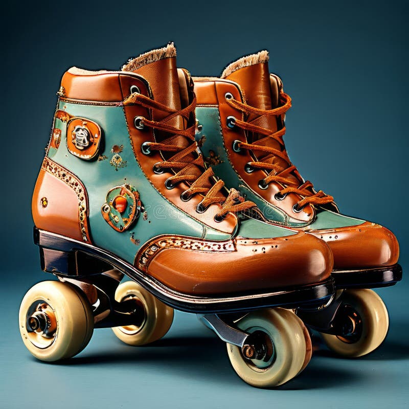 Patines Retro Sobre El Suelo De Madera Stock de ilustración ...