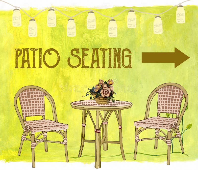 Patio Seating Sign stock illustration. Illustration of patio - 197025435
