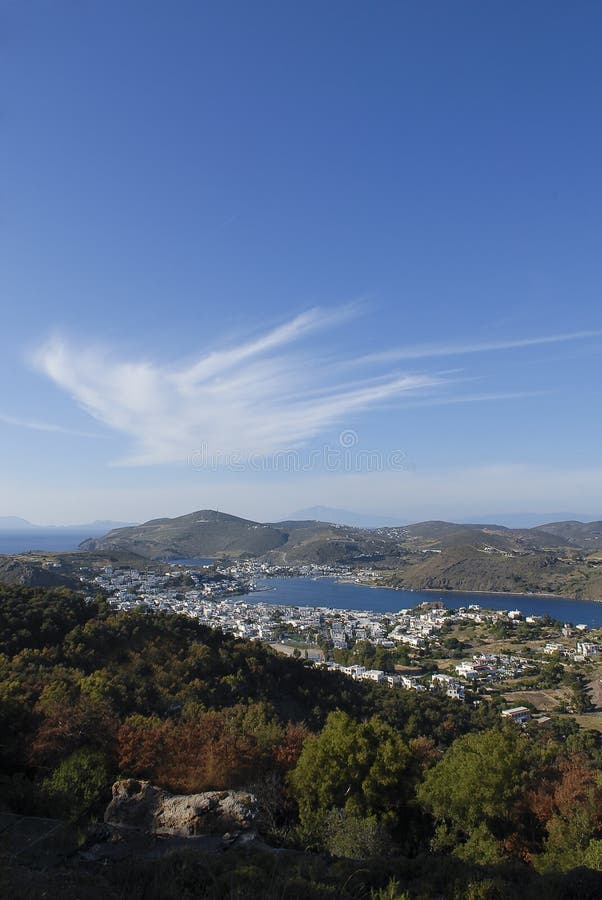 Patmos Island,Greece. stock image. Image of scala, hora - 98186127
