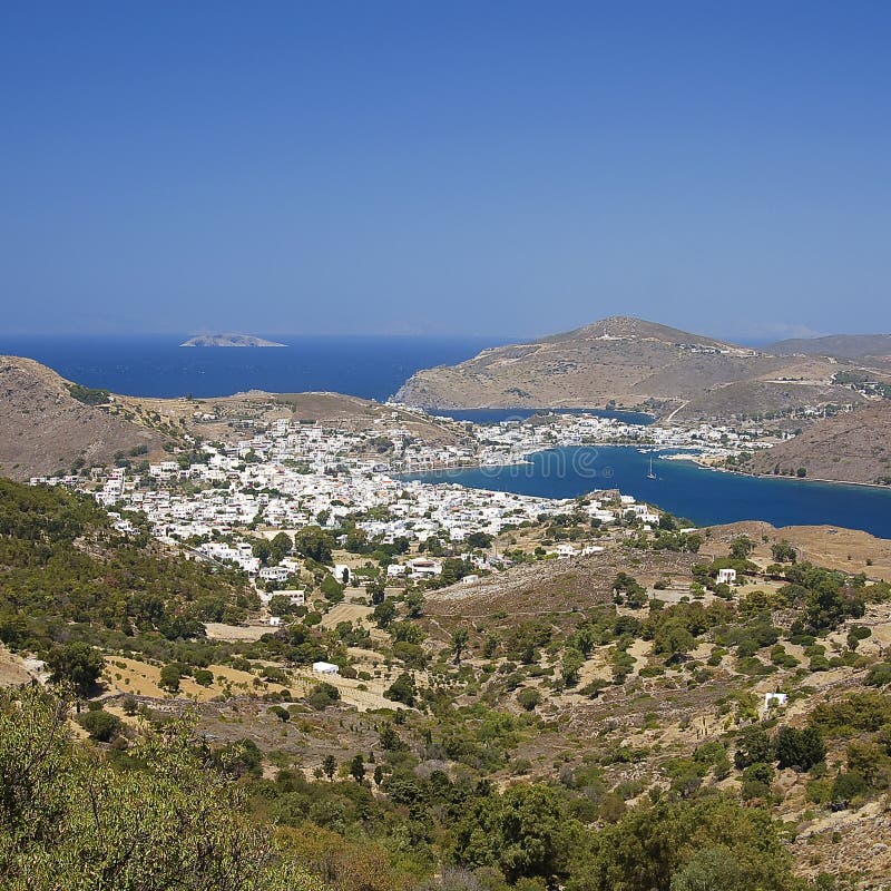 Port of Patmos, Greece. stock image. Image of europe - 179053199