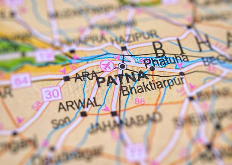 Patna on a Map of India with Blur Effect Stock Photo - Image of capital ...