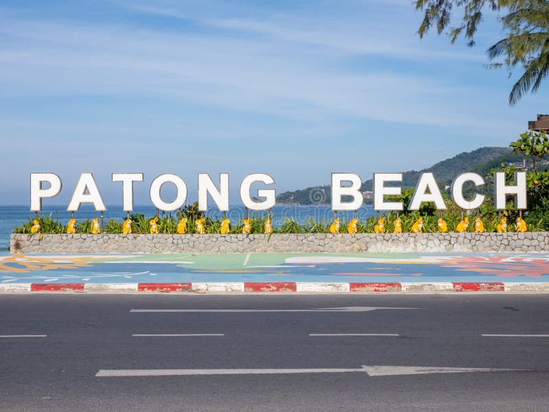 Patong Beach Sign and Road - Phuket, Thailand Stock Photo - Image of ...