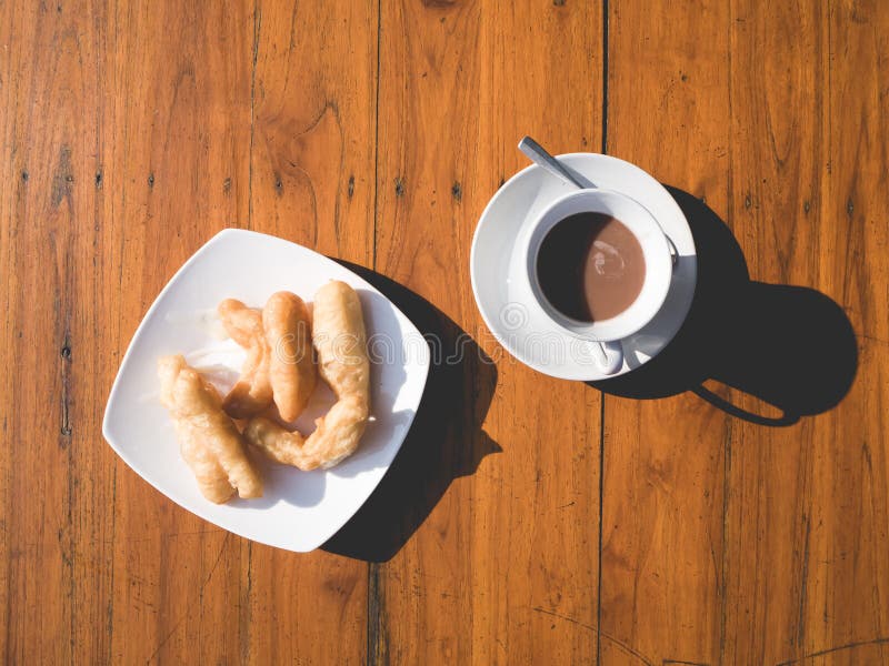 Patongko or Deep Fried Dough Stick Morning Set. Stock Photo - Image of ...