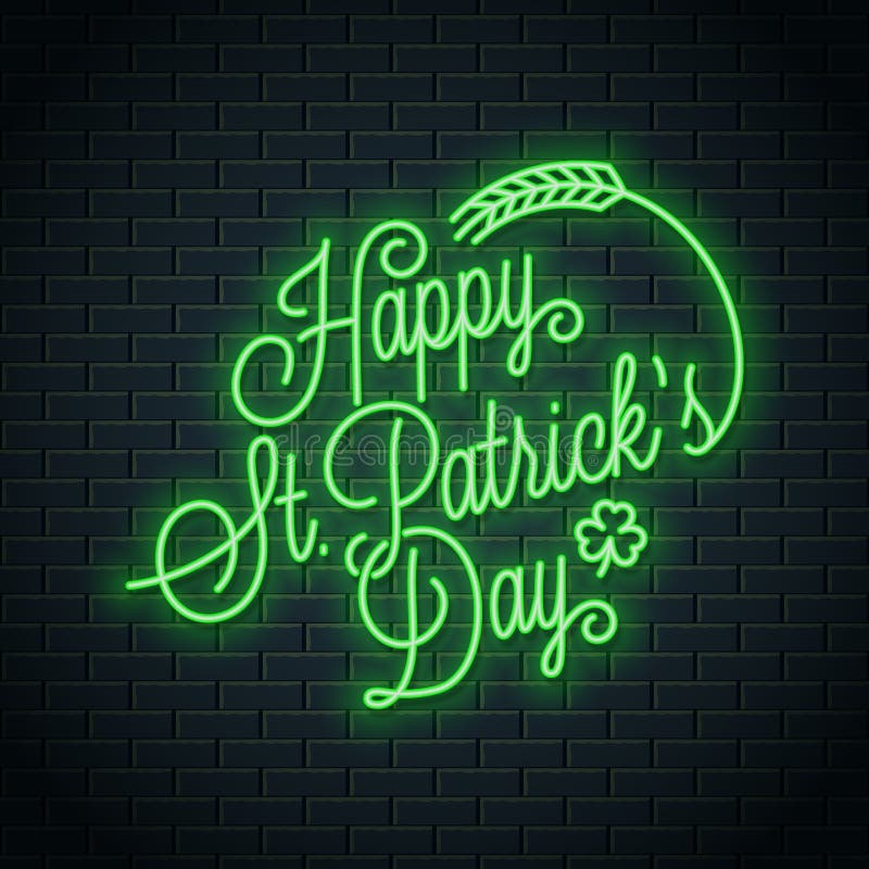 Patrick Day Neon Lettering. Happy Patricks Day Stock Vector ...